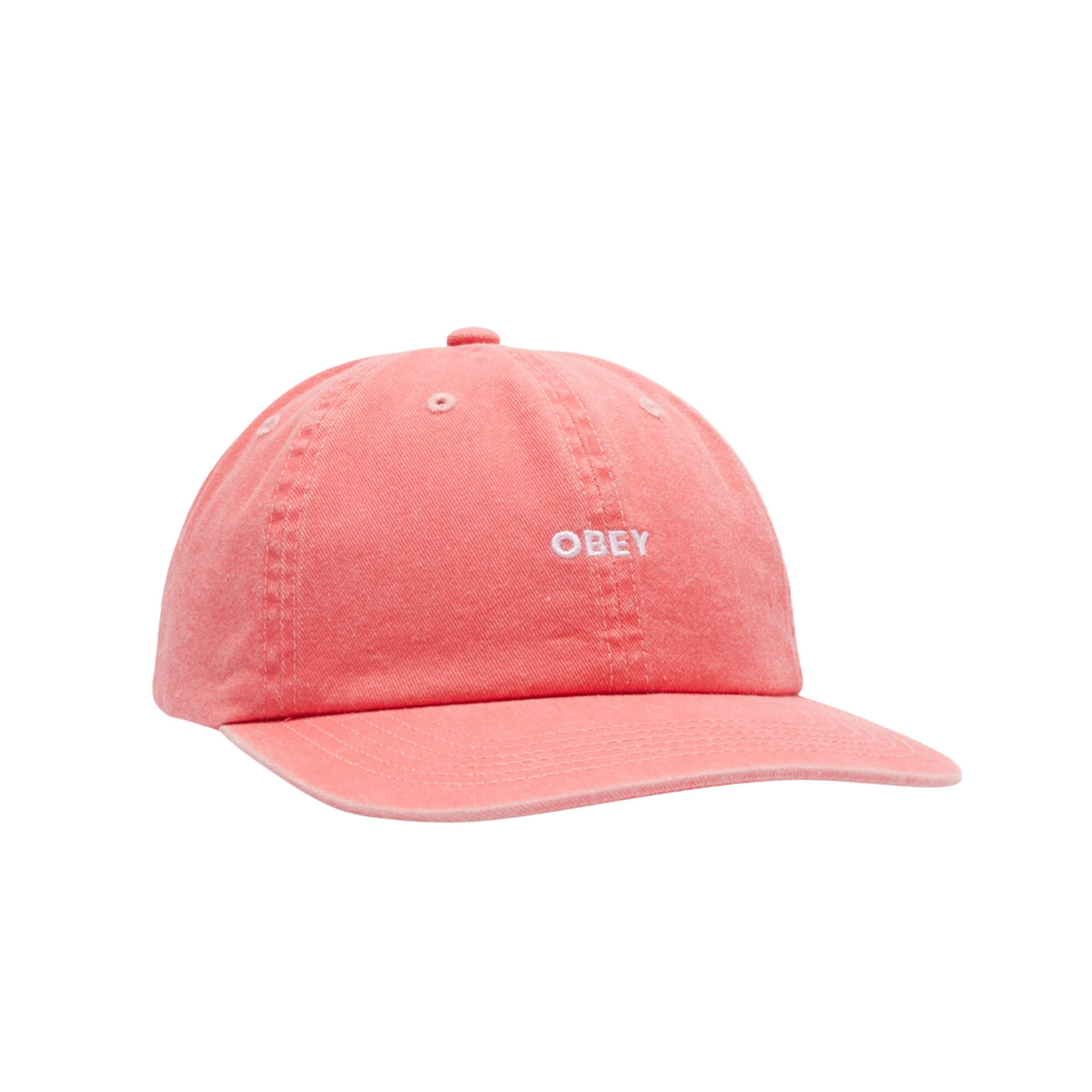 OBEY Pigment Lowercase 6 Panel Snapback Cap Hat - Coral exclusive at ...